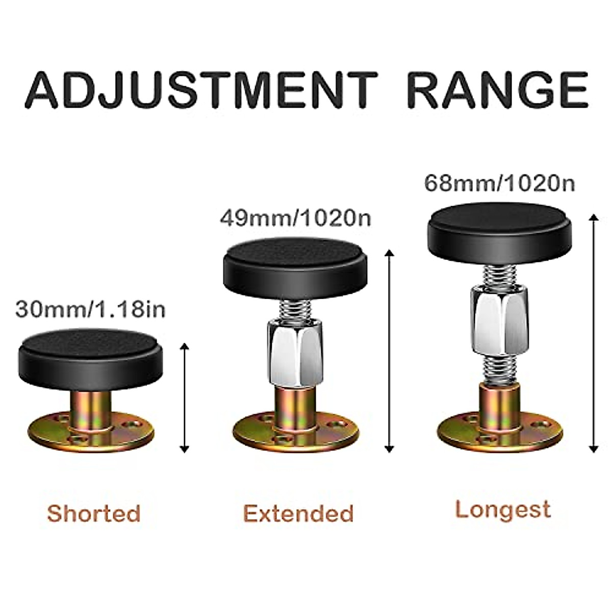 Krisler Adjustable Threaded Bed Frame Anti-Shake Tool for Bed, Headboard Stoppers, Bedside Headboards Prevent loosening Anti-Shake Fixer, Easy Install (30-64mm)