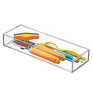 iDesign 40910M4 Clarity Organizer for Vanity and Bathroom Drawers, 4 x 12 x 2 Inches, Medium - Set of 4, 4 Count