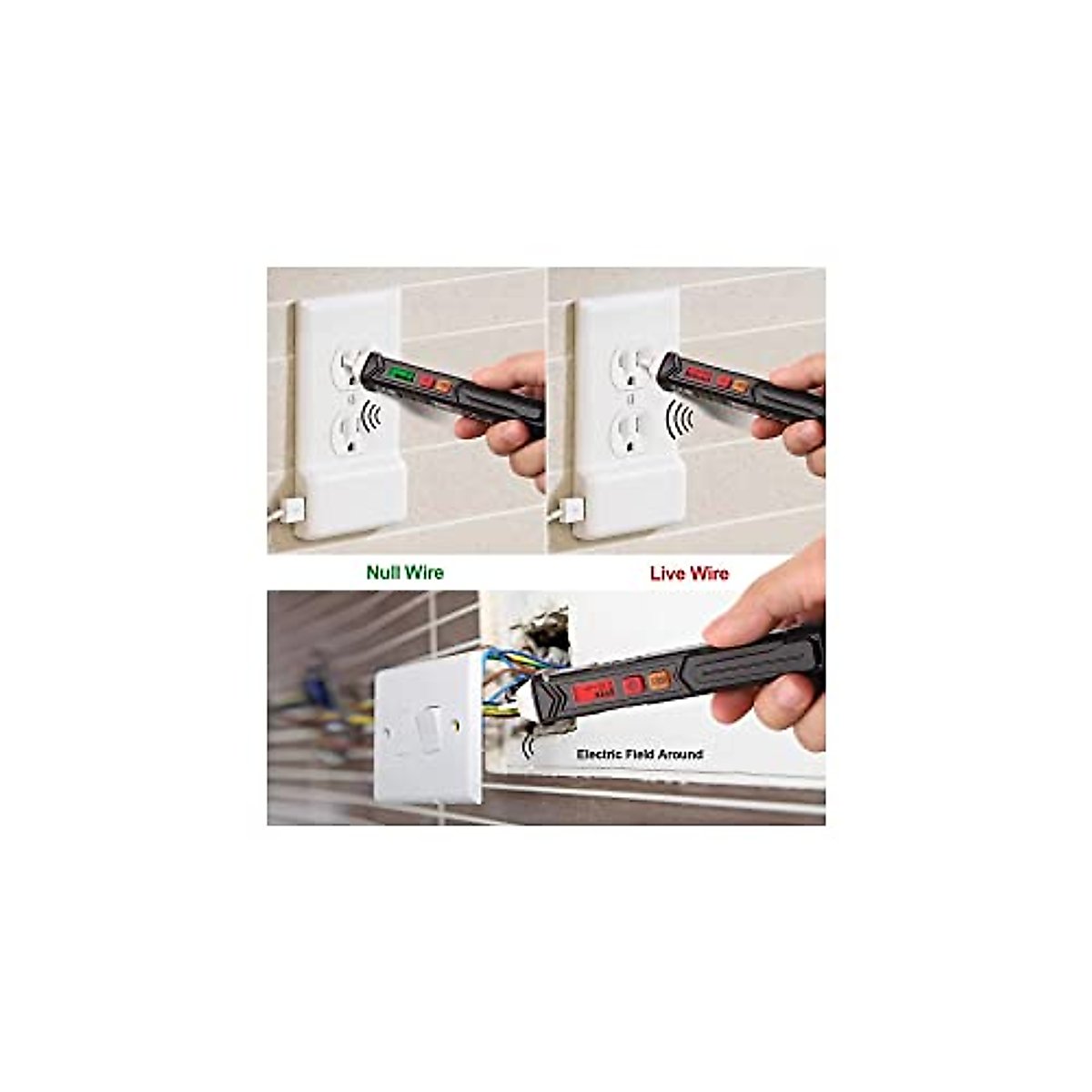 Non-Contact AC Voltage Tester with Adjustable Sensitivity, LCD Display