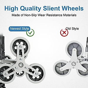 Folding Hand Truck Dolly Cart, Stair Climbing Cart, Trolley Cart with Wheels and Detachable Waterproof Bag, 176lbs Capacity Luggage Cart for Shopping, Moving, Travel, Black (MS2204)