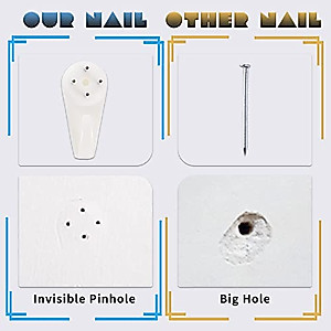 40 PCS Picture Hangers, Hoedia Concrete/Stucco/Hard Wall Hooks for Hanging Picture, Tapestry, Clocks and More-Heavy Duty&No Damage or Drilling