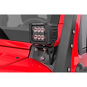Rough Country Lower Windshield Light Brackets for 07-18 Jeep Wrangler JK - 70044 , Black