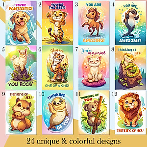 Hat Acrobat 24 Funny Greeting Cards Assortment Box with Envelopes - Funny Thinking of You Cards 24 Unique Designs - Funny Thank You Cards for Coworkers, Friends, Kids, Teachers (Animals)