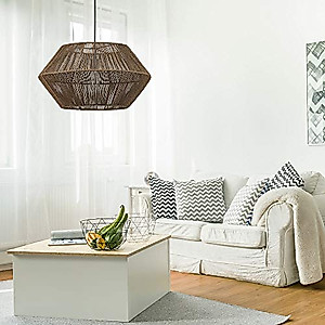 Globe Electric 60530 Malay 1-Light Pendant Light, Natural Twine Shade, Black Hanging Cord