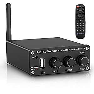 Fosi Audio BL20A 200W Bluetooth 5.0 Home Audio Stereo Amplifier Hi-Fi Mini Class D Integrated Amp with U-Disk/3.5MM AUX/RCA Input and Remote Control for Home Passive Theater Speaker with Power Supply