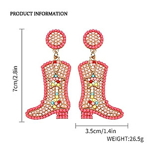 Dvacaman Christmas Beaded Earrings for Women Girls, Christmas Tree Santa Claus Xmas Snowman Elk Cowgirl Boot Earring for Festive Holiday Party Gift (Barbie powder)