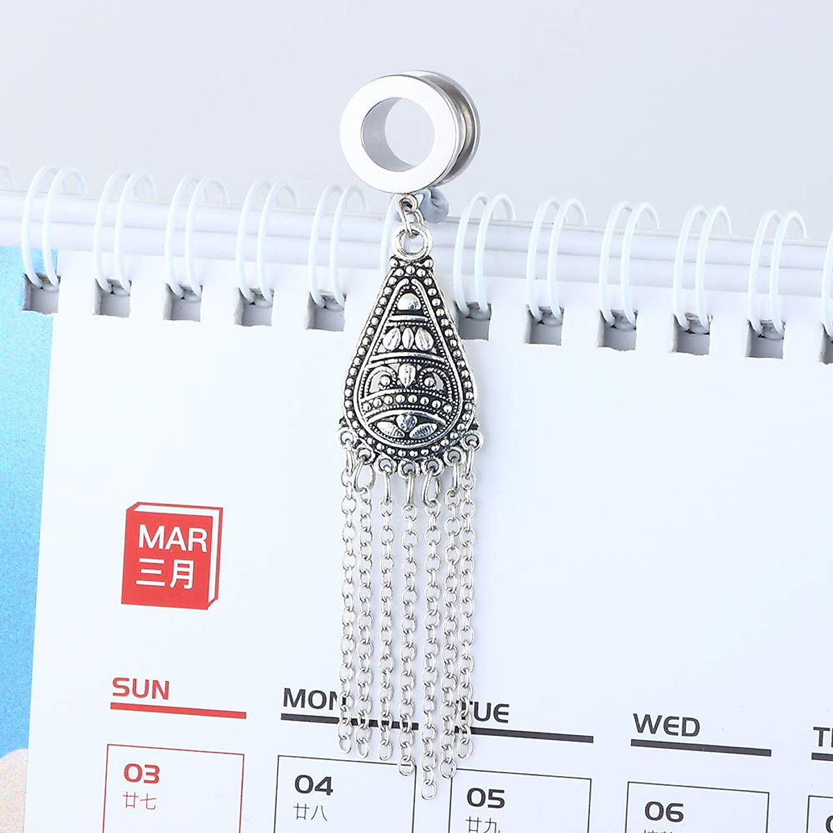 TIANCI FBYJS 3 Pairs Dangle Ear Plugs Tunnels Stainless Steel Pendant Ear Gauges Expander Stretcher Ear Piercing Jewelry (10mm=00g)