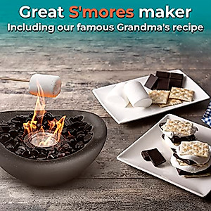 Keystone Peak Firepit - New 2024 - Concrete Tabletop Fire Pit for Indoor and Outdoor - Large Multi-Fuel Fire Bowl (11") - Small Personal Fireplace for Patio Balcony and Coffee Table - Black