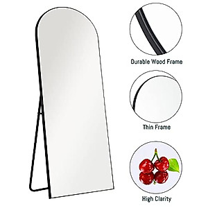Natsukage Arched Floor Mirror Full Length Mirror Large Long Arched Mirror Wall Mounted Mirror Full Body Dressing Mirror for Bathroom/Bedroom/Living Room Polystyrene Frame(Arched Black, 65" x 22")