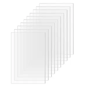 SimbaLux Acrylic Sheet Clear Plexiglass 4” x 6” 0.04” Thick (1mm) Pack of 10 Transparent Plastic Plexi Glass Board with Protective Paper for Photo Frame Replacement, DIY Display Projects, Craft
