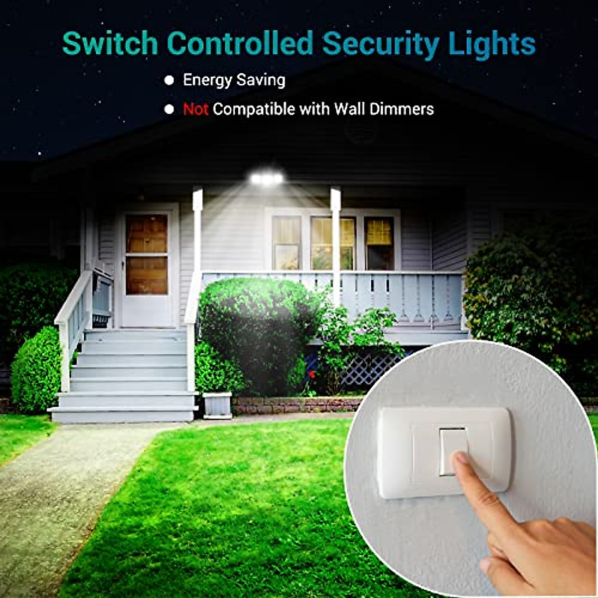 USTELLAR 55W Flood Lights Outdoor, Switch Controlled LED Flood Light Outdoor 5500LM 5000K, IP65 Waterproof Exterior Security Light,Outside Spotight for Garage Eave Yard 2 Pack (White)