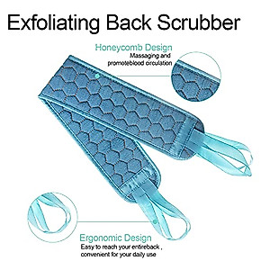 HEIMEABI Exfoliating Back for Shower,Bath Shower Set, 3pcs in A Pack,Deep Clean and Skin Car Must Haves for Teen Girls (C, One Size)