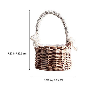 Cabilock Flower Girl Baskets Wicker Woven Basket Willow Basket Picnic Basket Woven Eggs Candy Basket Flower Basket Cookie Gift Box Bags Rattan Woven Storage Bin for Easter Birthday