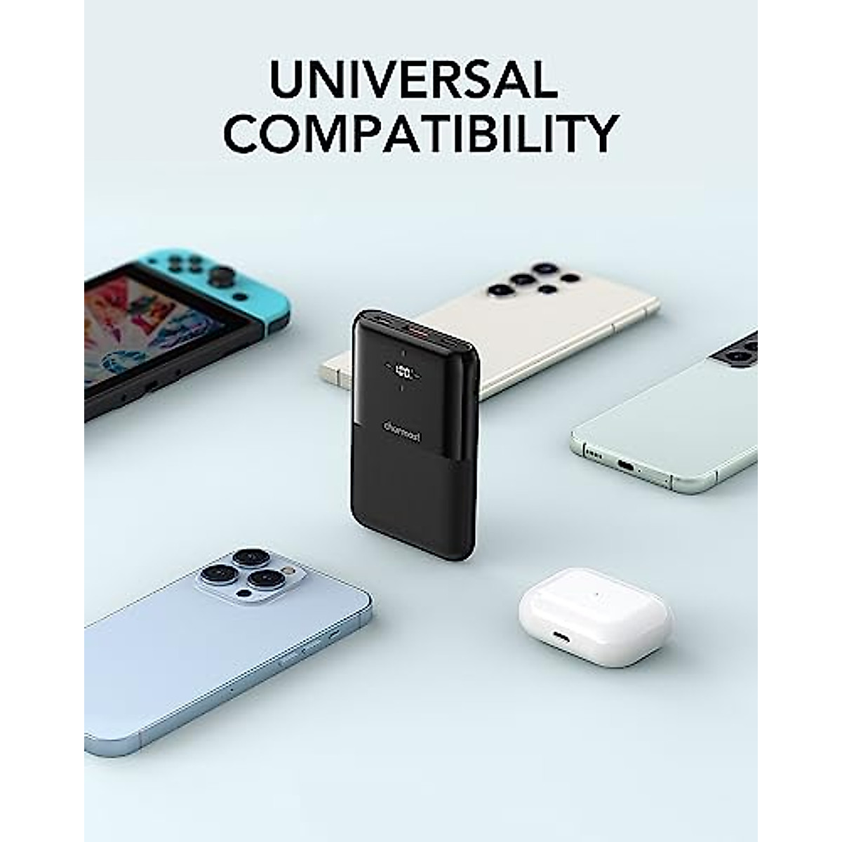 Charmast Small Portable Charger 10000mAh, 20W Mini Power Bank USB C Fast Charging, Ultra-Compact Slim Battery Pack LED Display, Travel Essentials Compatible with 15 14 13, Samsung Galaxy, iPad