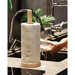 CHAUNCEY HOME Wooden Paper Towel Holder - Kitchen Paper Hanger Rack Bathroom Towel Roll Stand Organizer Simply Standing Countertop Paper Roll Holder