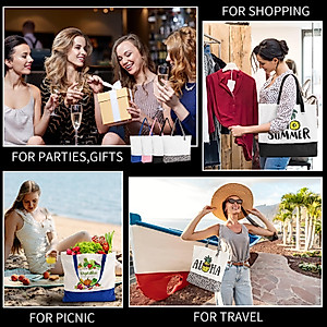 HWJH 6 Pack Canvas Tote Bags with Zipper, Blank Reusable Grocery Bags, Widened Washable Bag With Inner Pocket, Shopping Travel large tote bags for DIY Heat Transfer, Birthday Gifts for Women (Black)