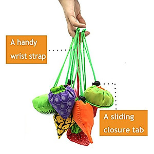 YUYIKES 10PCS Fruits Reusable Grocery Shopping Tote Bags Folding Pouch Storage Convenient for Travel