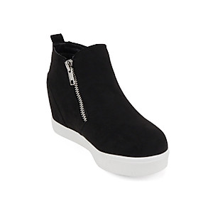 Soda Kids/Children/Girls Taylor-2 Hidden Wedge Booties Fashion Sneaker Shoes Side Zipper (Black Imit Suede, Numeric_2)