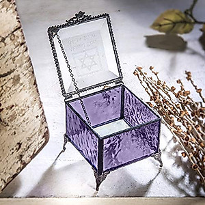 Bat Mitzvah Gifts for Girls Personalized Keepsake Engraved Jewish Star of David Purple Stained Glass Jewelry Box Trinkets J Devlin Box 836 EB250
