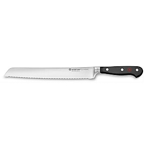 Wusthof 9 Inch Double Serrated Bread Knife Classic, Black - Custom Engraved