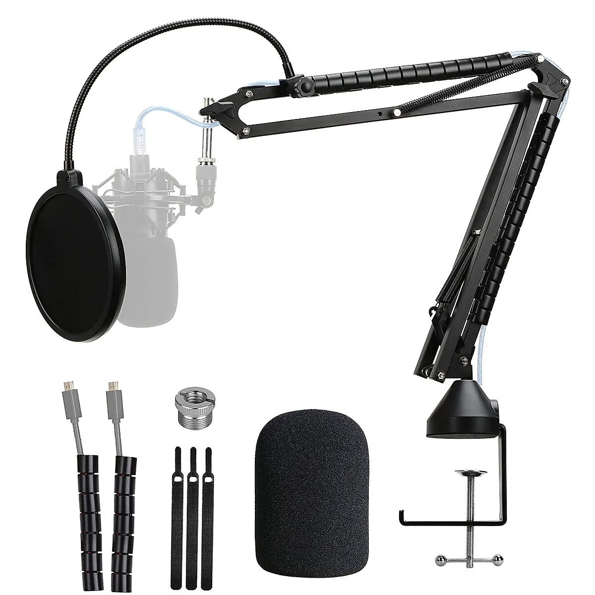 AT2020 Mic Stand with Pop Filter - Professional Microphone Boom Arm Compatible with Audio-Technica AT2020 AT2020USB+ AT2035 by YOUSHARES