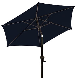 wikiwiki 7.5 FT Patio Umbrellas Outdoor Table Market Umbrella with Push Button Tilt/Crank,6 Sturdy Ribs, Fade Resistant Waterproof POLYESTER DTY Canopy for Garden, Lawn, Deck, Backyard & Pool