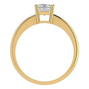 Clara Pucci 1.0 ct Radiant Cut Solitaire Moissanite Engagement Wedding Bridal Promise Anniversary Ring 18K Yellow Gold Size 3.5