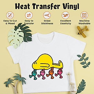 Heat Transfer Vinyl White HTV Rolls - 12" x 15ft White Iron on Vinyl for Cricut & Silhouette Cameo, White HTV Vinyl for Shirts - Easy to Cut & Weed for Heat Vinyl Design
