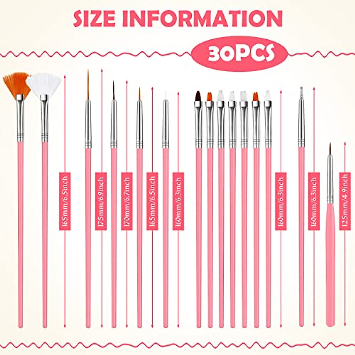 30 Pcs Cake Decorating Brushes Cake Painting Brushes Food Paint Brush Multiple Function Fondant Brush Cookie Brushes DIY Tools Set Cake Decorating Painting Tool Icing Pastry Brushes for Baking (Pink)