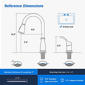 APPASO 2 Hole Kitchen Faucet with Pull Down Sprayer, Stainless Steel Brushed Nickel Commercial Kitchen Sink Faucet with Side Single Handle, APS278BN