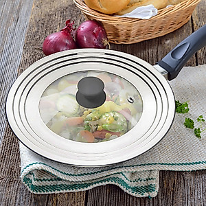 WishDirect Universal Lid for Pots Pans and Skillets - One Lid Fits All 8.25-12 Inch Pots Frying Pans Skillets Woks, Replacement Pot Lid with Upgraded Heavy Duty Heat Resistant Silicone Handle, Gray