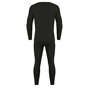 Thermal Underwear for Men, Soft Winter Warm Base Layers Bottoms and Tops for Cold Winter Weather Skiing(B#Black,Large)