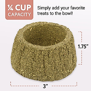 Evergreen Pet Supplies [4 Pack] Furry Friends Timothy Hay Chewing Bowl for Small Pets & Bunnies - Edible Bowls for Guinea Pig Treats - Ferret & Rabbit Toys - Guinea Pig Food Bowl - Bunny Toys
