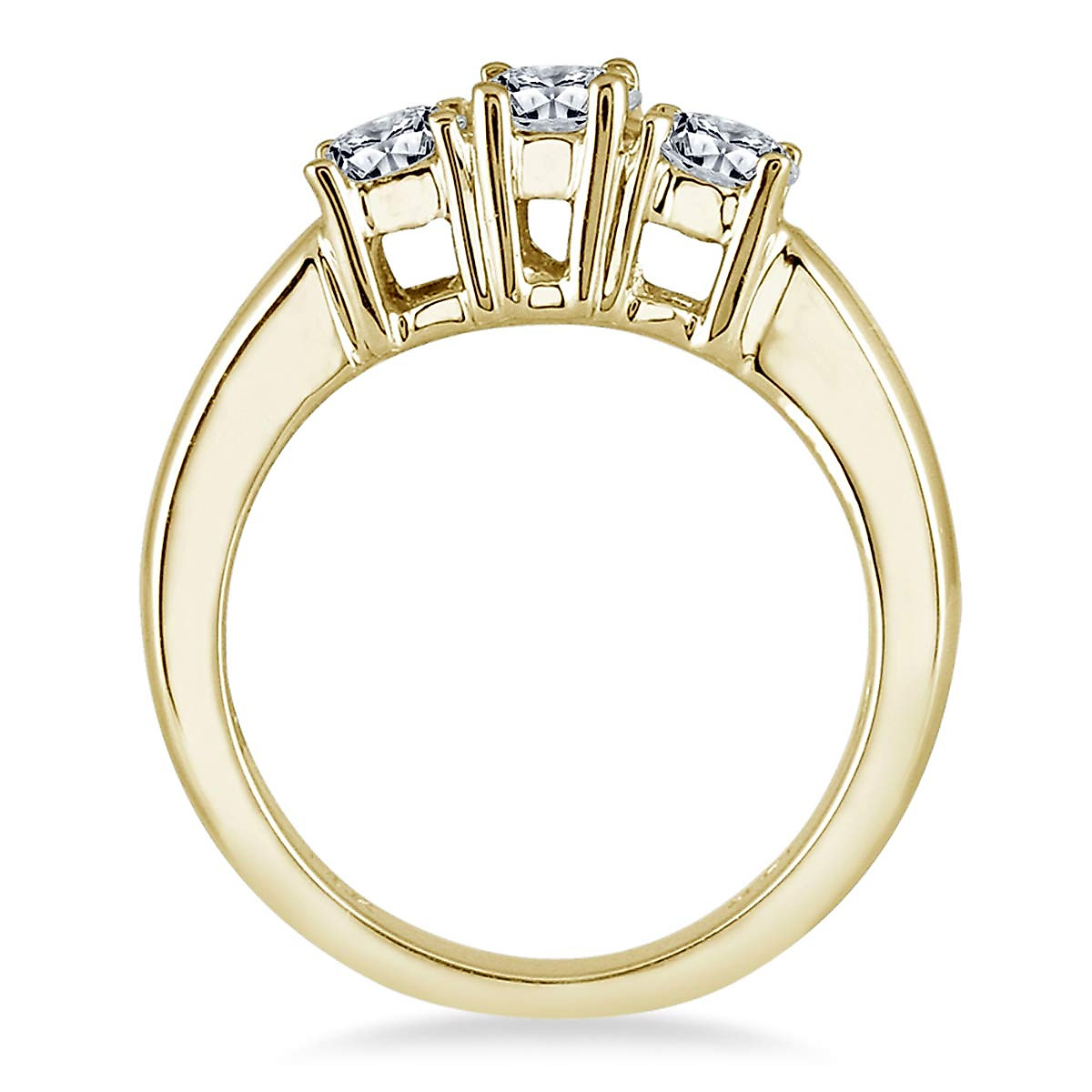 AGS Certified 1 Carat TW Three Stone Diamond Ring in 10K Yellow Gold