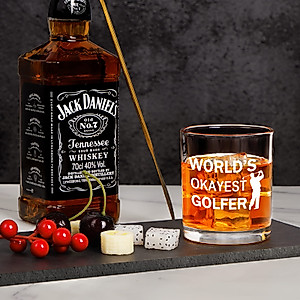 Futtumy Golf Gifts for Men, World’s Okayest Golfer Whiskey Glass for Fathers Day Christmas Birthday Retirement, Golf Gifts for Golfers Men Dad Grandpa Uncle Husband Golf Lover, 10oz Funny Golf Gifts