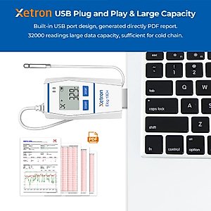 Xetron Multi-Use Temperature Humidity Data Logger with External Probe,32000 Points Reusable Recorder for Cold Chain, PDF Report, Calibration Certificate Elog10EH (1 Pack）Upgrade RC-5