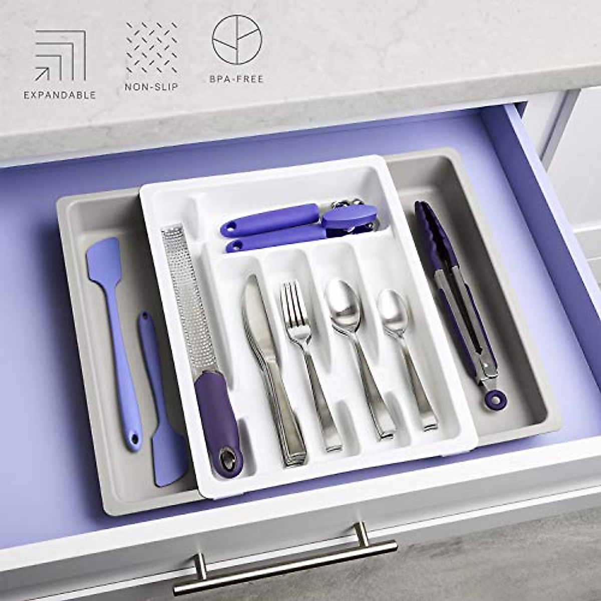 YouCopia Expandable Utensil Tray Turntable, White