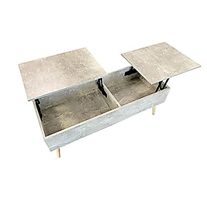 Aline Lift-Top Convertible Coffee Table with Wooden Legs (Gravel Grey)
