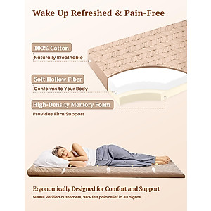 ZonLi Japanese Floor Mattress Futon Mattress Queen Size, Thicken Roll Up Tatami Mat w/ 100% Cotton Washable Cover, Portable & Foldable Floor Bed Mattress for Sleeping, Dormitory, Adult Kids, Coffee