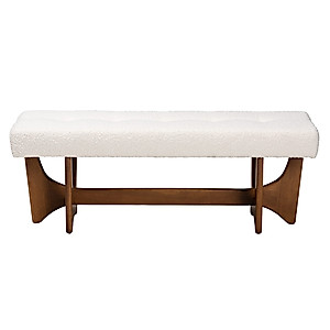 Baxton Studio Theo Benche, One Size, White/Walnut Brown