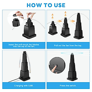 JEMULICE 4PCS Table Food Fans,2000MAH Portable Food Spinner Retractable,3 adjustment Speeds Indoor Outdoor Fan,with Holographic Blades, BBQ,Party,Home Kitchen Fans