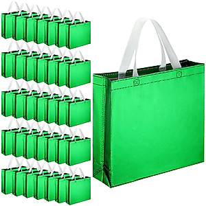 Eccliy 60 Pcs Reusable Gift Tote Bags Grocery Shopping Bag with Handles Thank You Gift Bags for Bridesmaid Wedding Christmas, 12.6x10.6x3.9''(Dark Green)