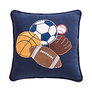 Levtex Baby - Little Sport Toddler Bed Set - Navy, Blue, Taupe, Orange - 5 Piece Set Includes Reversible Quilt 42"x57", Fitted Sheet 28"x52", Flat Sheet 45" x60in, Pillow Case 20"x26", Pillow 10"x12"