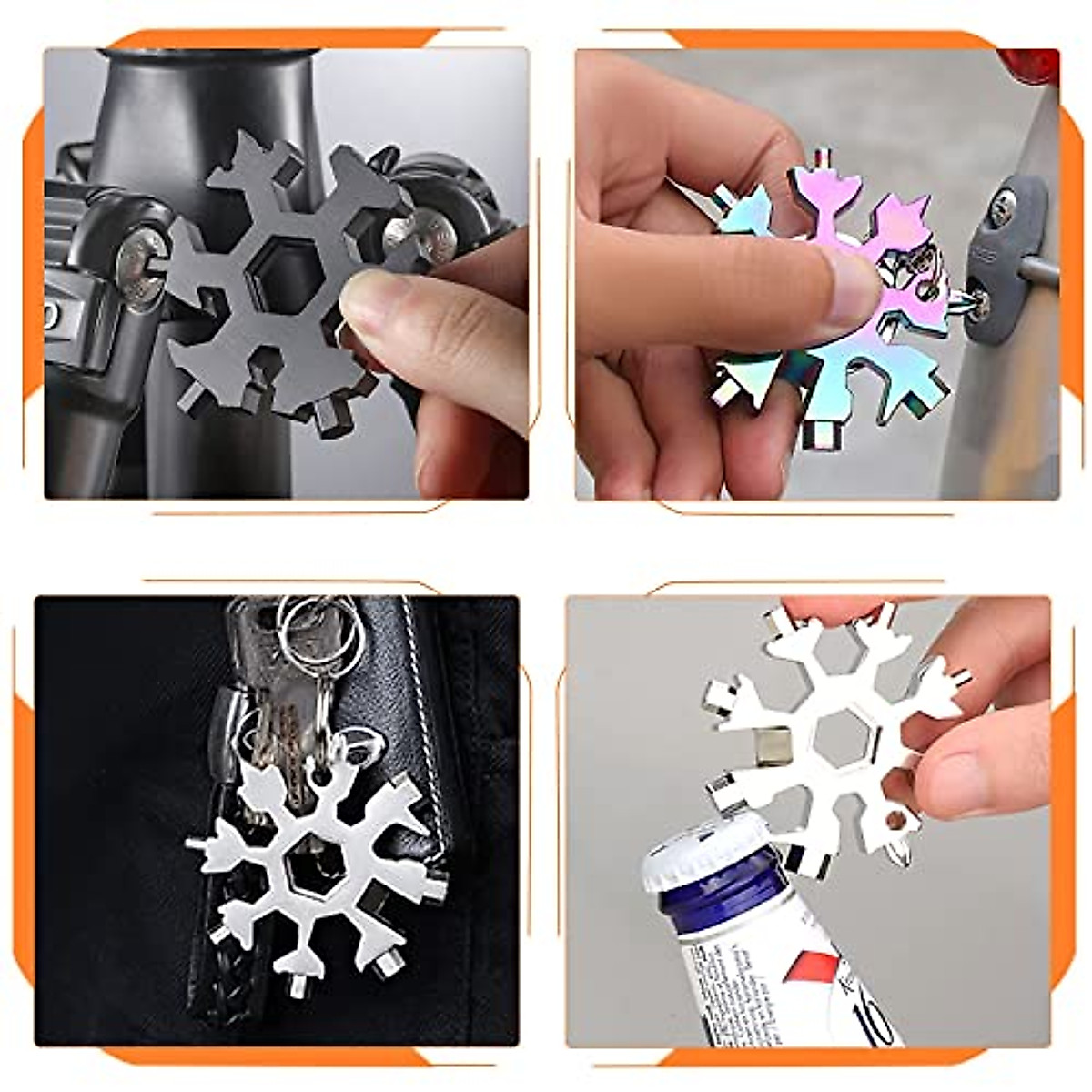 Aitsite 18 in 1 Snowflake Multi Tool Portable Stainless Steel Multi Opener Tool Ideal Gadgets Gift for Travel Camping Adventure Daily Kit with Gift Box