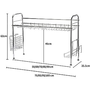 ESRADA Dish Rack Over The Sink Dish Drying Rack Stainless Steel Dish Drainer in Sink Large Dish Rack Kitchen Aid Space Saver Organizer Shelf Basket Hooks