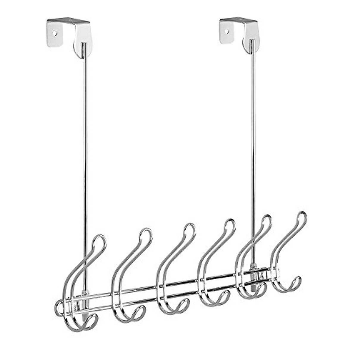 iDesign Classico Wall Mount/Over Door 12-Hook Rack for Coats, Hats, Robes, Towels - Chrome