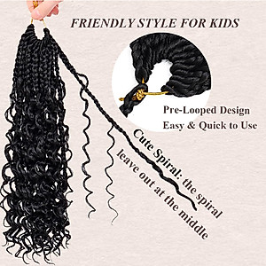 Goddess Box Braids Crochet Hair 10 Inch Bohemian Box Braids Crochet Hair with Curly Ends Boho 3X Synthetic Crochet Braiding Hair for Women (7 pack, 1b#)