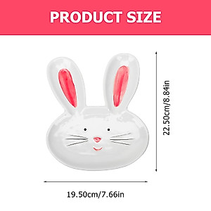 Yardwe Ceramic Plate Easter Bunny Rabbit Dessert Plate Porcelain Food Serving Platter Dish Tray Plate Ceramic Tableware for Home Kitchen Restaurant