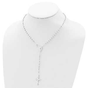 IceCarats 925 Sterling Silver Bead Rosary Necklace 16 inch Chain