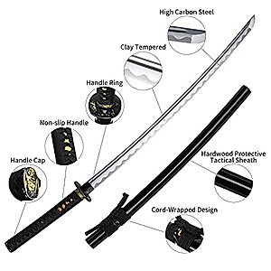 DISPATCH High Carbon Steel Katana, Ninja, Full Tang Sharp Japanese Samurai Sword Can Bamboo Trees